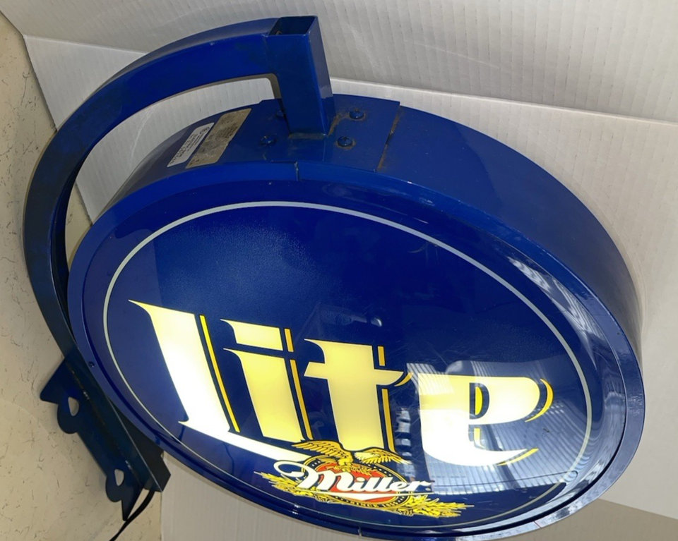 18" MILLER LITE~ LIGHTED DOUBLE SIDED HANGING SIGN~UNDERWRITERS | eBay