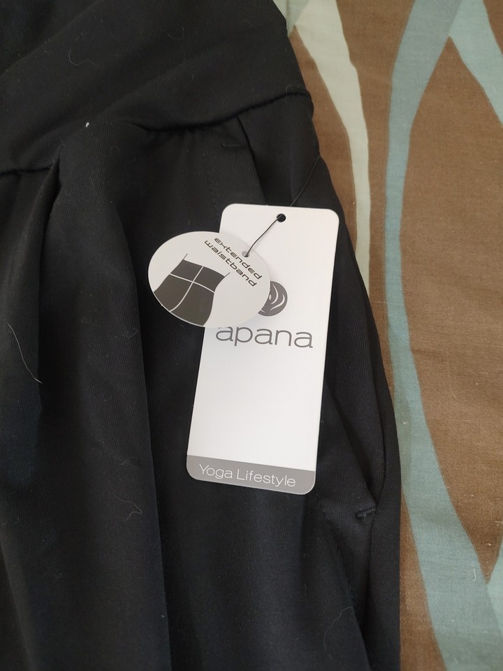Apana yoga Pants Leggings Size M Black Extended Waistband Brand New | eBay