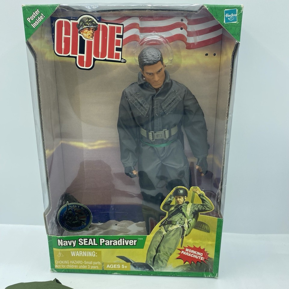 VTG GI Joe Navy Seal Parachute Paradiver 12" Action Figure Toy 2003 ...