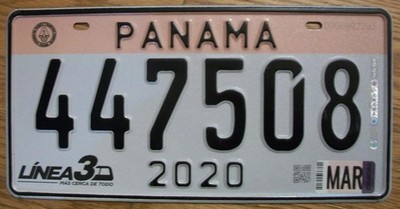 SINGLE PANAMA LICENSE PLATE with WINDSHIELD STICKER - 2020 - 447508 | eBay