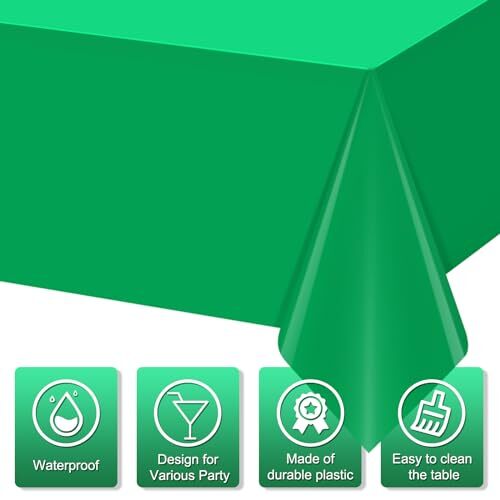 12 Pcs Plastic Tablecloths Bulk,54 x 108 12 Pack Rectangle Green Black ...
