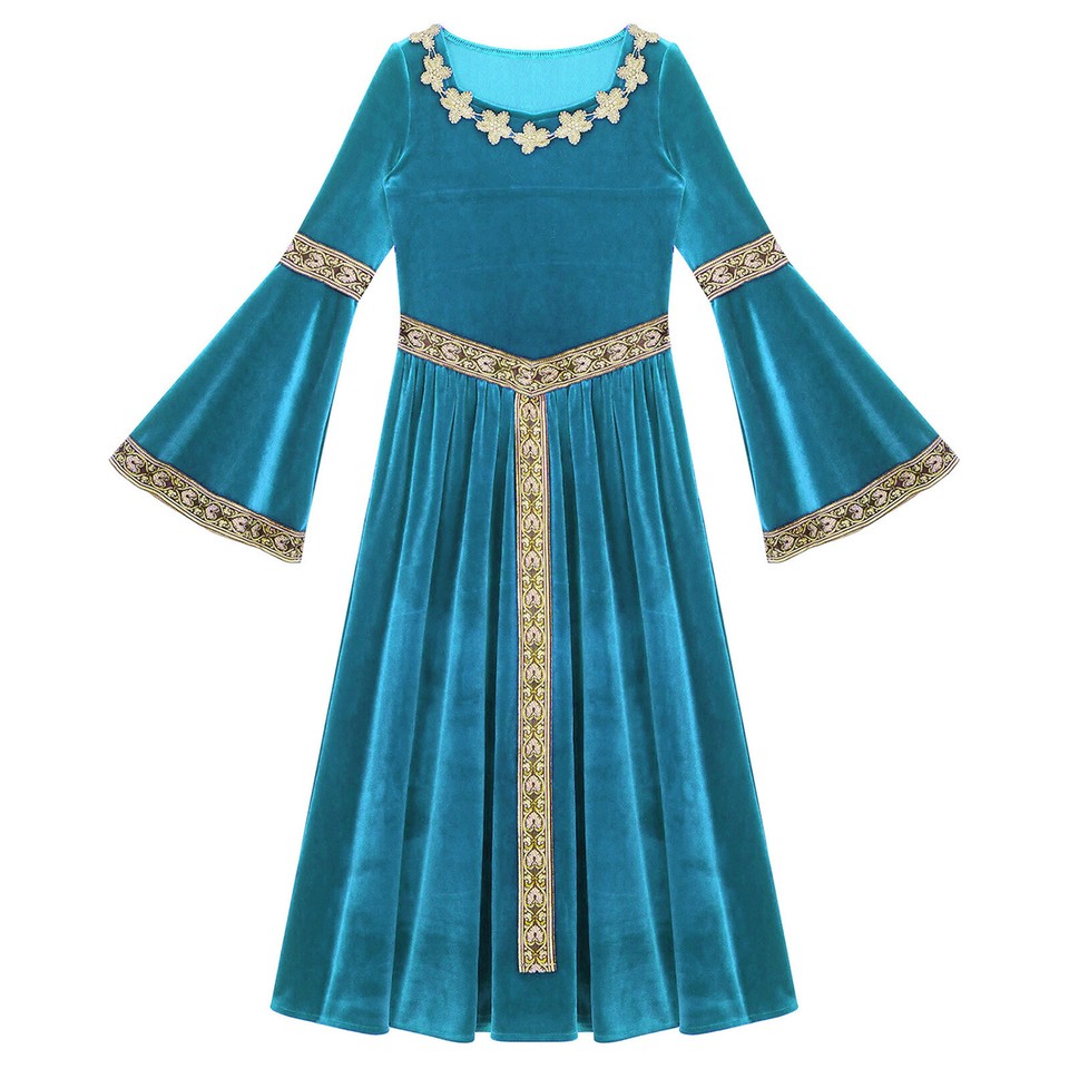 Kids Girls Costume Stage Robe Holiday Dresses Fairy Dress Up High Waist ...