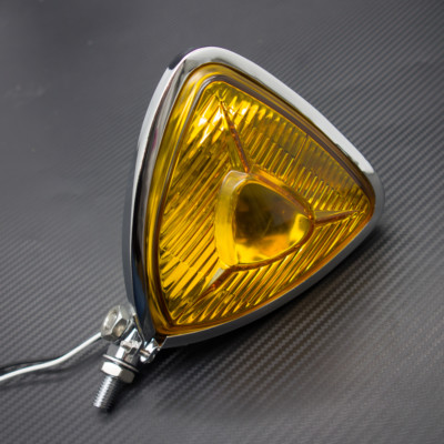 Chrome Motorcycle Triangle Headlight Lamp Flat Back For Harley Chopper ...