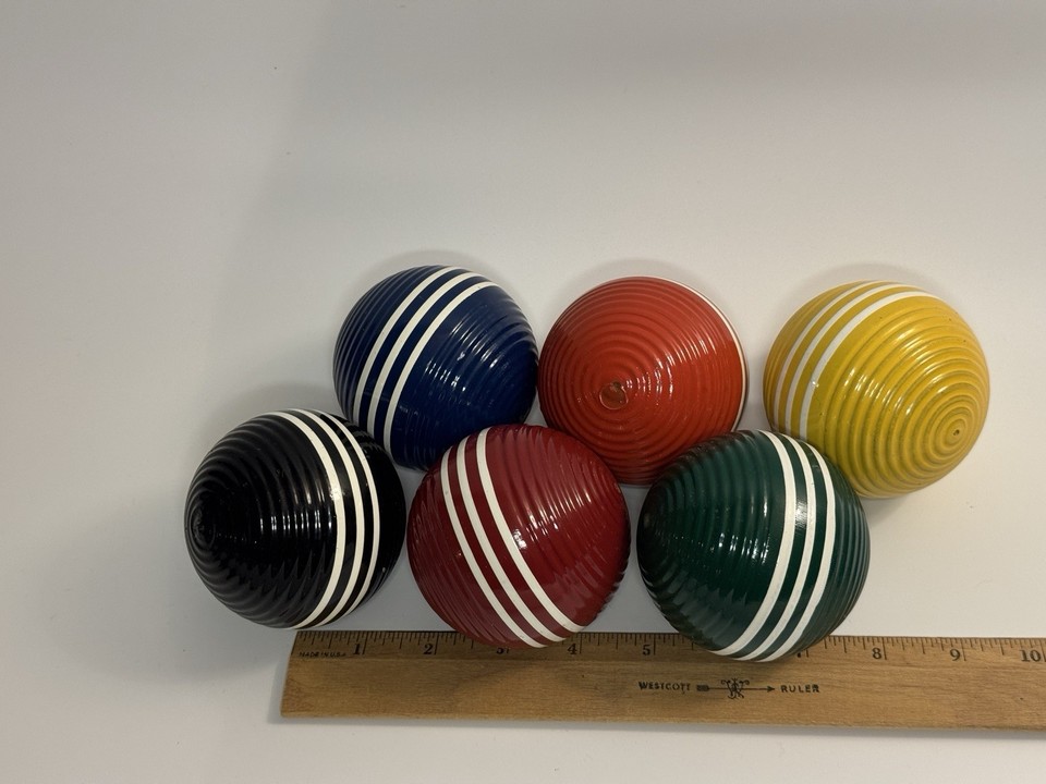 Vintage Forster Wooden Croquet Balls 3-Stripe Ribbed 3.5" USA Set of 6 ...