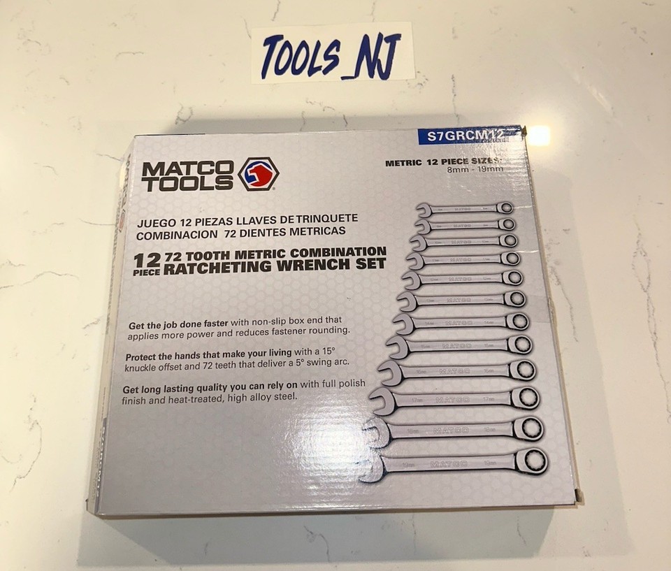 Matco Tools 12 Piece Chrome Metric 72 Tooth Combo Ratcheting Wrench Set ...