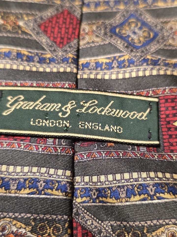 GRAHAM & LOCKWOOD SILK TIE Multicolor Patterned 100% Silk EUC | eBay
