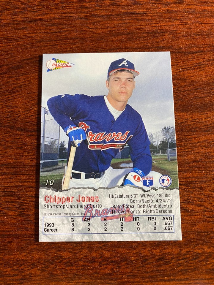 1994 Pacific Collection #10 Chipper Jones Rookie Card | eBay