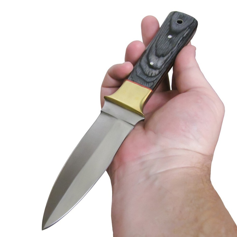 Grey Fox WOOD Handle BOOT KNIFE Full Tang Tactical Hunting Dagger Black ...