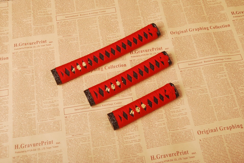 Red Tsuka (26+20+15) CM Handle Sets Alloy Fittings for Katana Wakizashi ...