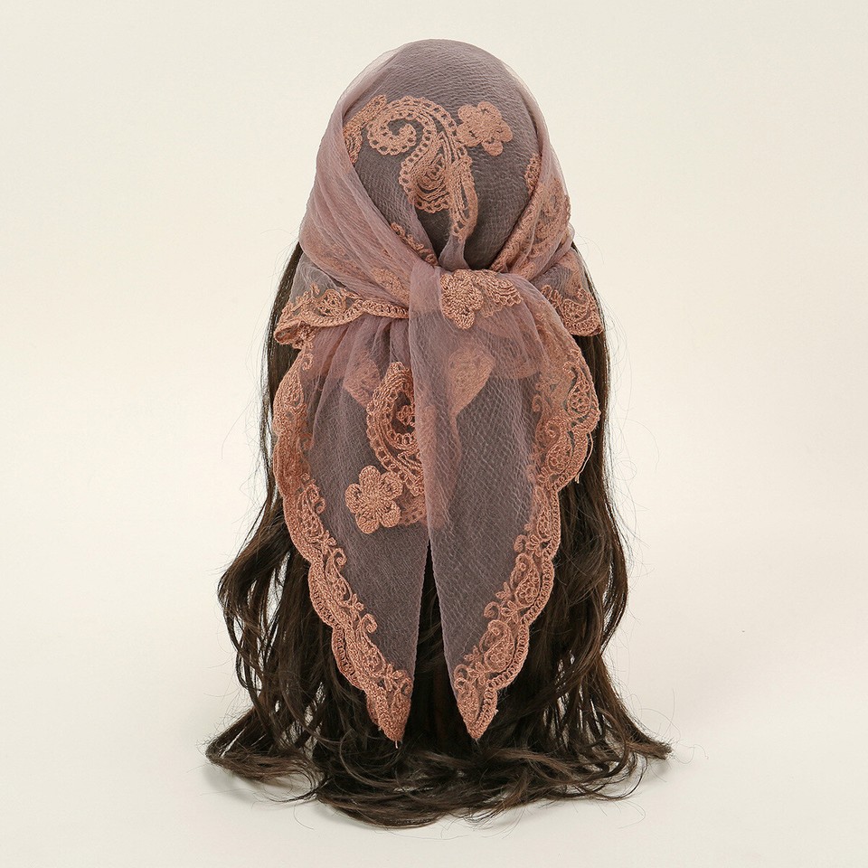 Malaysian Flower Embroidered Square Scarf Head Wrap Cover Shawls ...