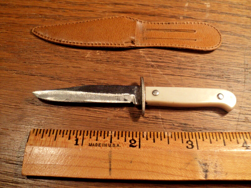 Vintage USA Miniature 4" Mini Fixed Blade Souvenir Knife W/Sheath White ...