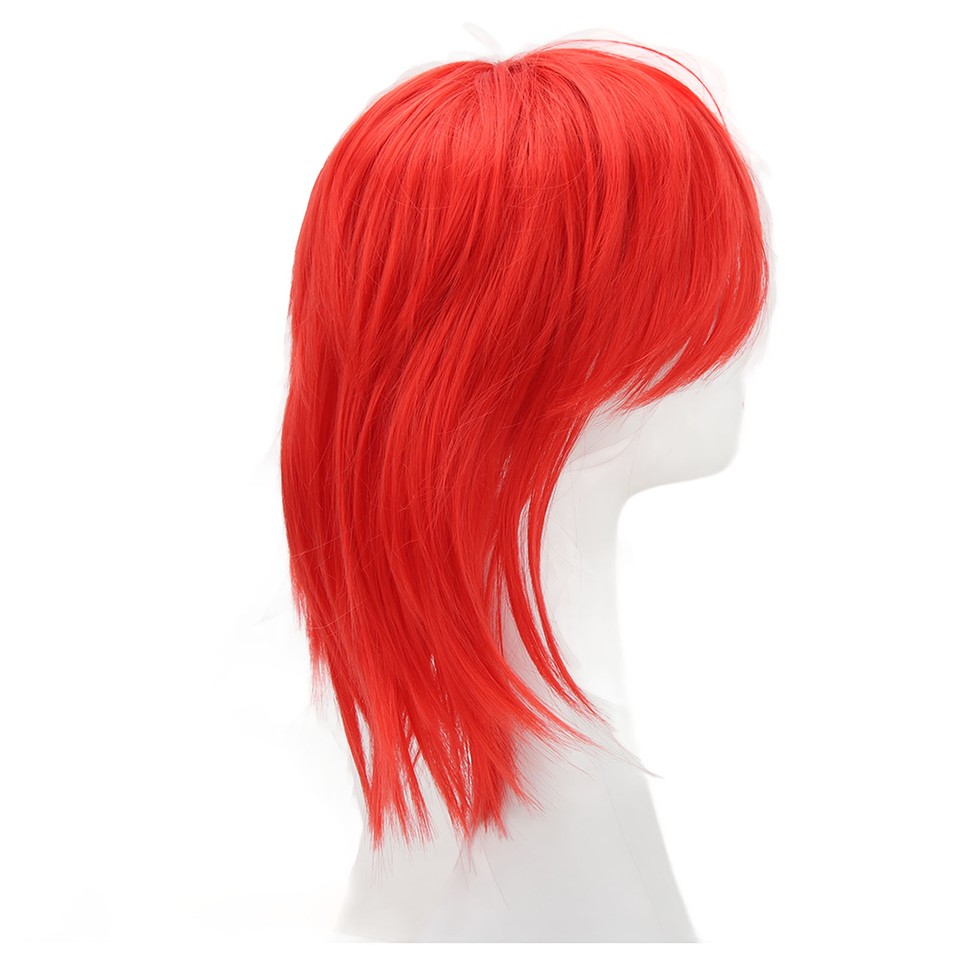 Red Men Wig Wolf Cut Wig Straight Short Hair Pieces For Festival ...