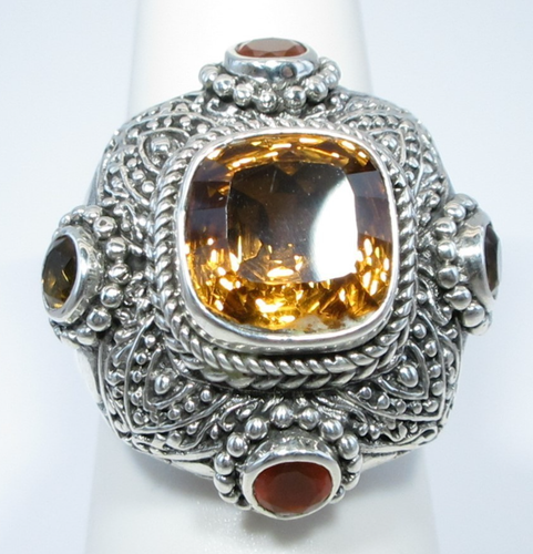 Sarda Sterling Silver Citrine & Carnelian Plans to Prosper Ring Size 8 ...