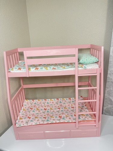 Our Generation Pink Doll Bunk Bed with Bedding & Ladder, Fits 18” Dolls ...