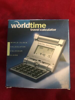 World Time Travel Calculator Clock Calender Folding Case - Brand New ...