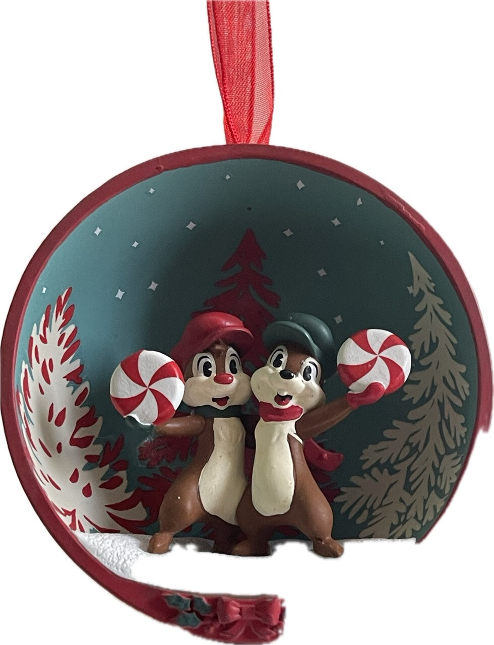 Disney Chip and Dale Christmas Open Bauble dangler Ornament, Disneyland ...