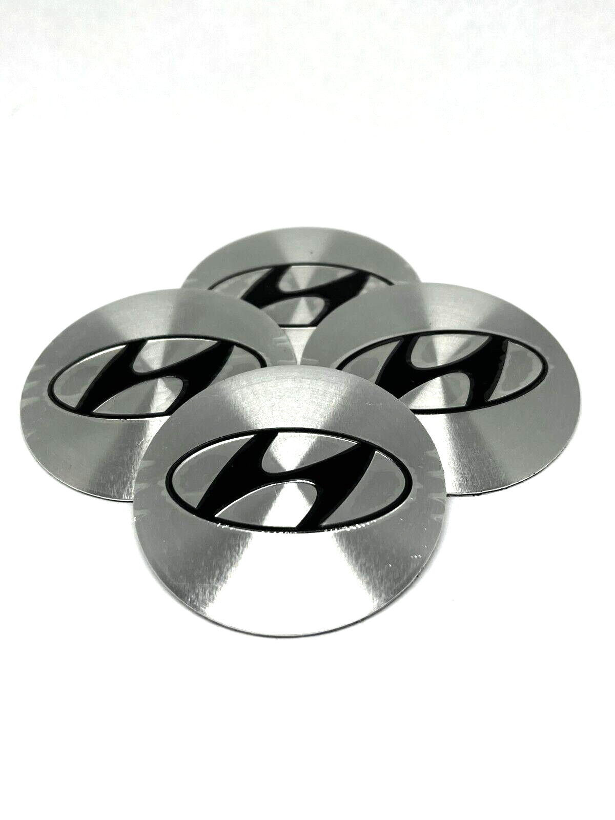 Hyundai Silver/Black Logo Domed Wheel Centre Stickers 1 Set of 4 Pieces ...