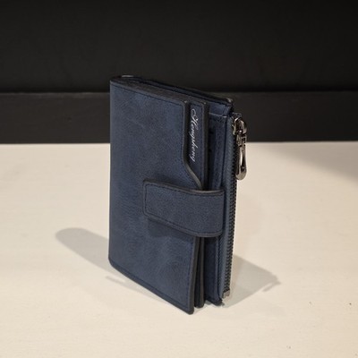 Hengsheng Wallet Navy Blue Genuine Leather Card Holder with Soft Zipper ...