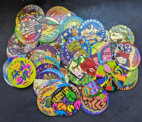 47 Vintage 90's POGS MILKCAPS Slammers Lot US States, Misc Original ...