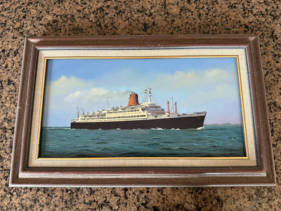 ORIGINAL OIL PAINTING JOSEPH WILHELM JR. SS PASTEUR BREMAN 8"X15" | eBay