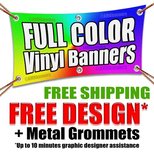 2x2 Custom Vinyl Banner 13oz Full Color Free Design Included Metal ...
