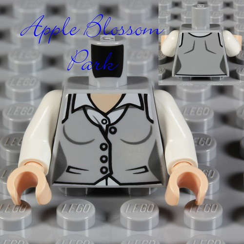 LEGO Female Minifig GRAY SUIT VEST TORSO Batman Lois Lane Girl w/White ...
