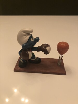 Smurfs Boxer Super Smurf with Punching Bag 40508 Vintage Rare Genuine ...