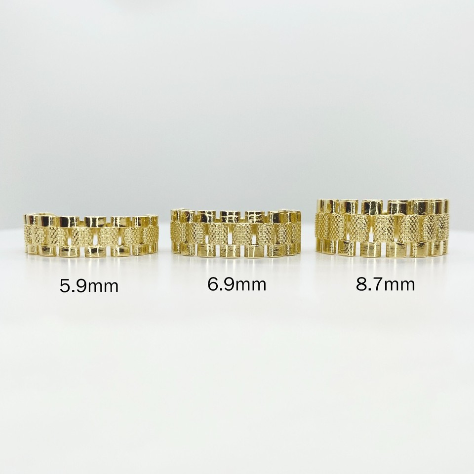 10k Solid Gold Rolex Style Rollie Presidential Band Ring Gift for Men ...