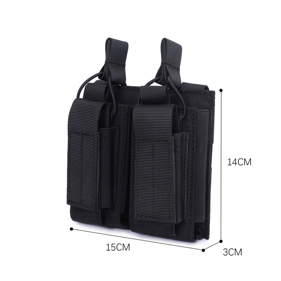 Tactical Molle Double Pistol Magazine Pouch Open-Top Rifle Mag Nylon ...