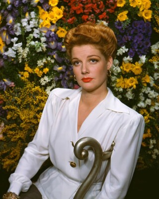 Ann Sheridan 1940's Glamour Pose by colorful flowers Vivid Color 8x10 ...