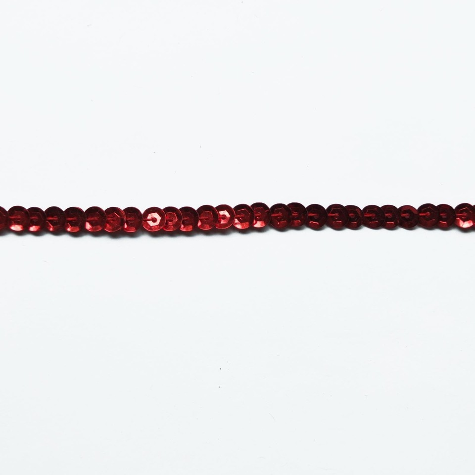 Red Metallic 5mm cup Sequin Trim Flat Stitched Strung by the yard 15 ...