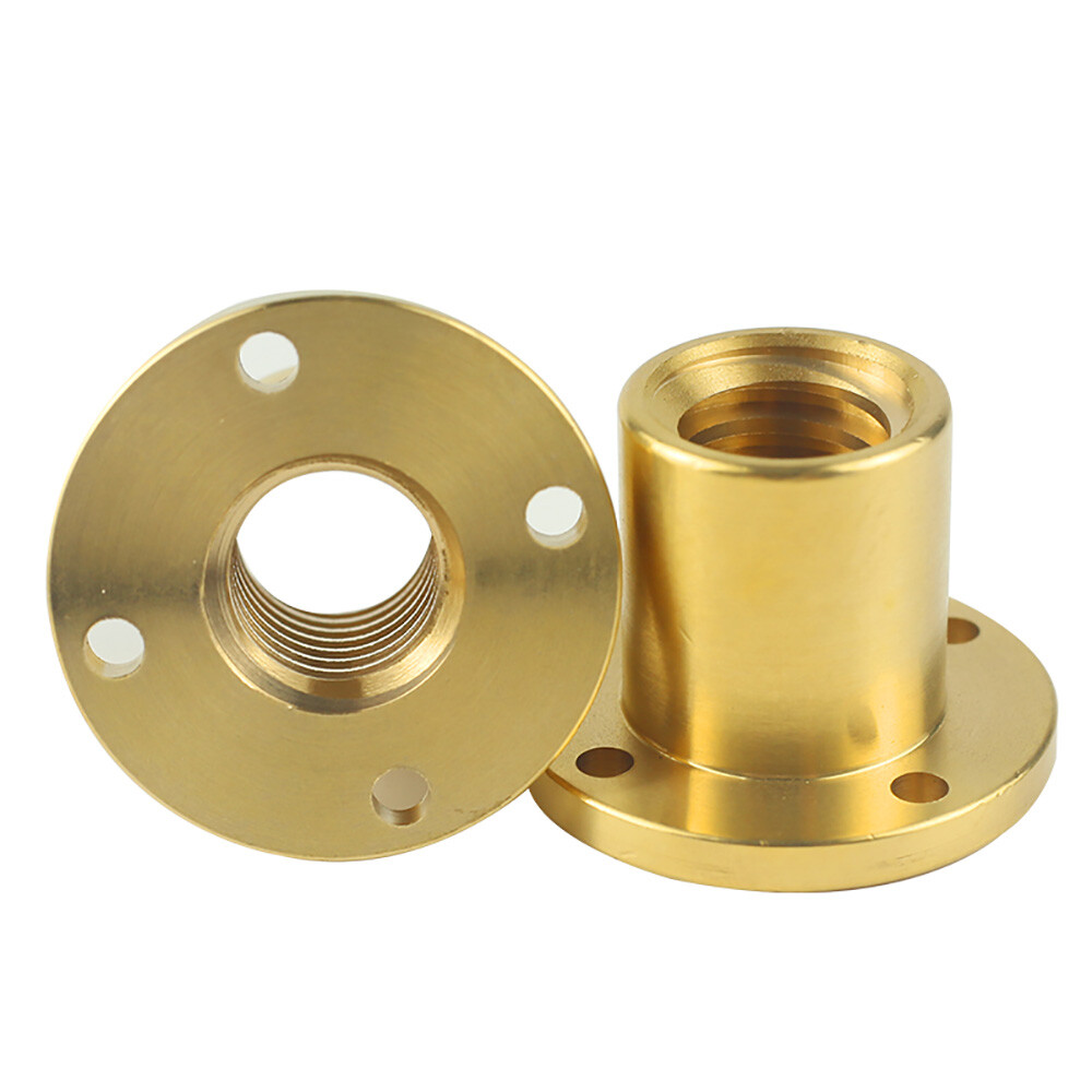 T8 T10 T12 T14 T16-T36 Left Hand Round Flange Trapezoidal Brass Nut ...