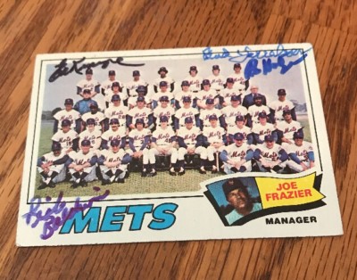 New York NY METS Team signed 1977 Topps #259 baseball card With 4 ...