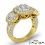 Filigree Shank 3 Stone Halo Pave Round Diamond Engagement Ring GIA G ...