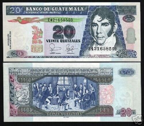 Guatemala 20 QUETZAL P-112 2006 BIRD INDEPENDENCE GRANT UNC Guatemalan ...