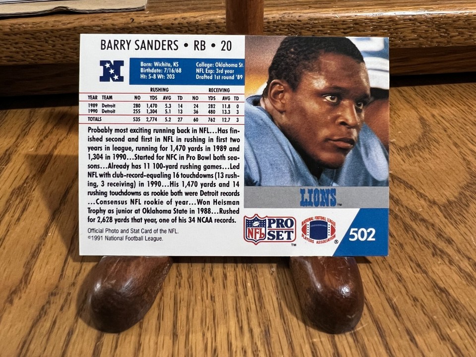 1991 Pro Set Card #502 Barry Sanders Detroit Lions | eBay