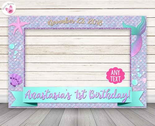 Mermaid Birthday Party Photo Booth Frame Prop -PERSONALIZED PRINTED ...