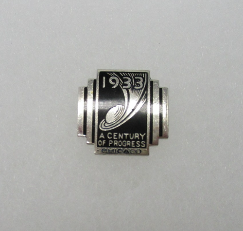 1933 A CENTURY OF PROGRESS Chicago Worlds Fair Black Enamel Silver ...