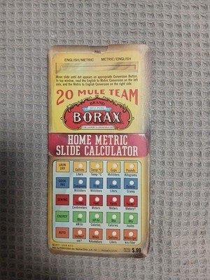 Vintage 1977 Premium Home Metric Slide Calculator 20 Mule Team Borax | eBay
