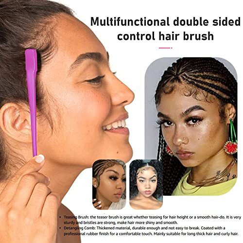 Soft 'n Style Double Sided Edge Control Hair Brush Comb Combo Pack 2 ...