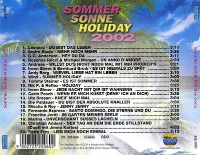 VARIOUS ARTISTS SOMMER SONNE HOLIDAY 2002 NEW CD 9002723250602| eBay