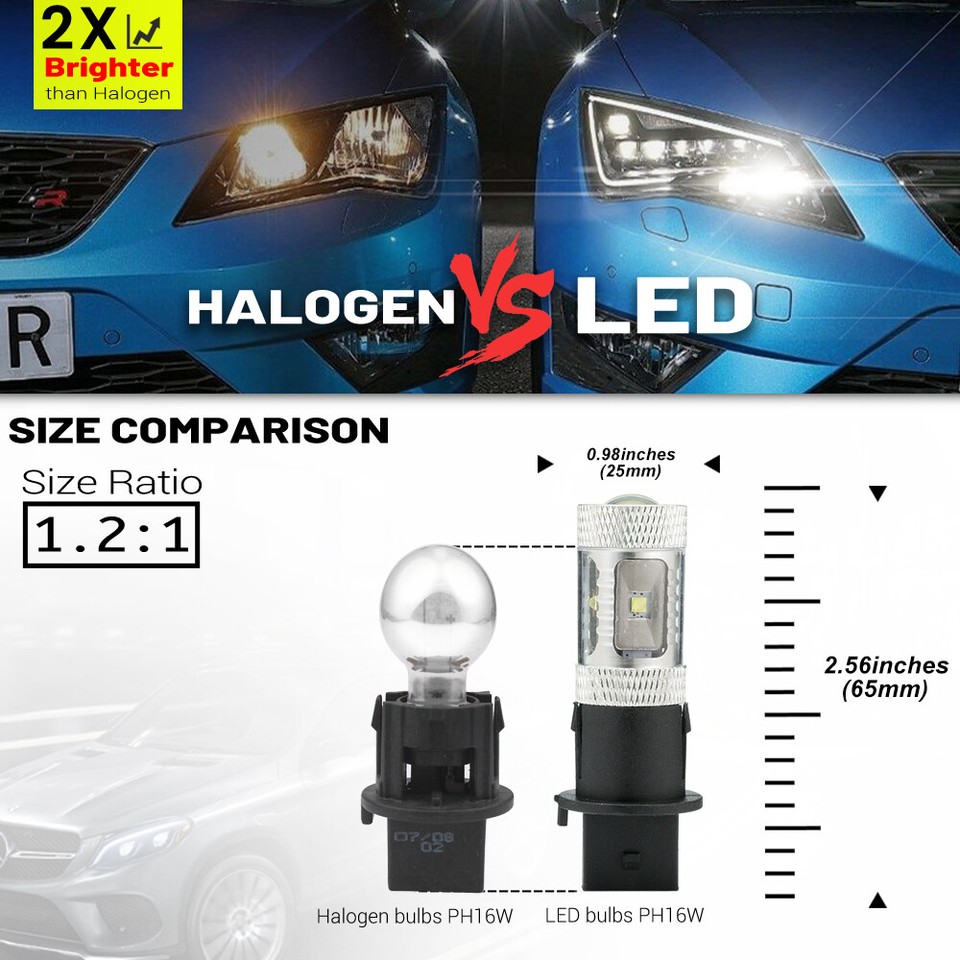 2x PH16W LED Reverse Backup Light Bulbs 6500K White For 2008-2016 Volvo ...