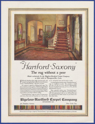 Vintage 1923 HARTFORD-SAXONY Bigelow Rug Carpet Floor Home Decor Print ...