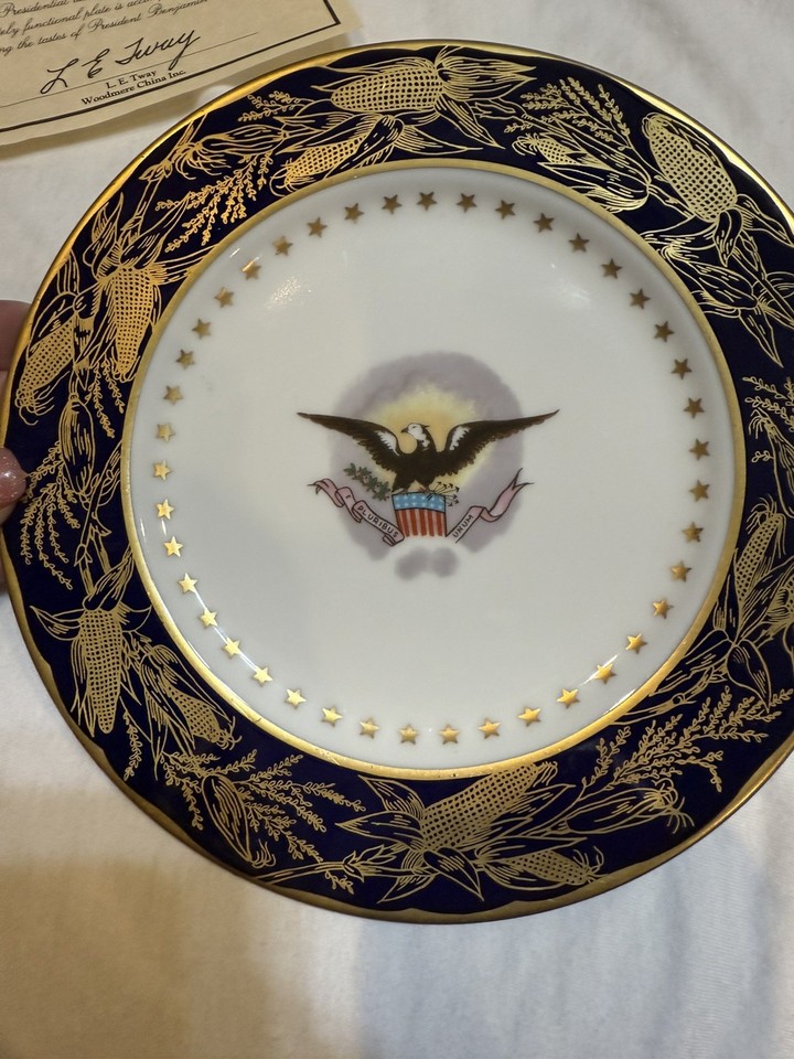 White House Dessert Plate Benjamin Harrison Presidential COA Woodmere ...