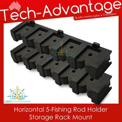 5-ROD HORIZONTAL FISHING ROD HOLDER STORAGE RACK - BOAT / GARAGE ...