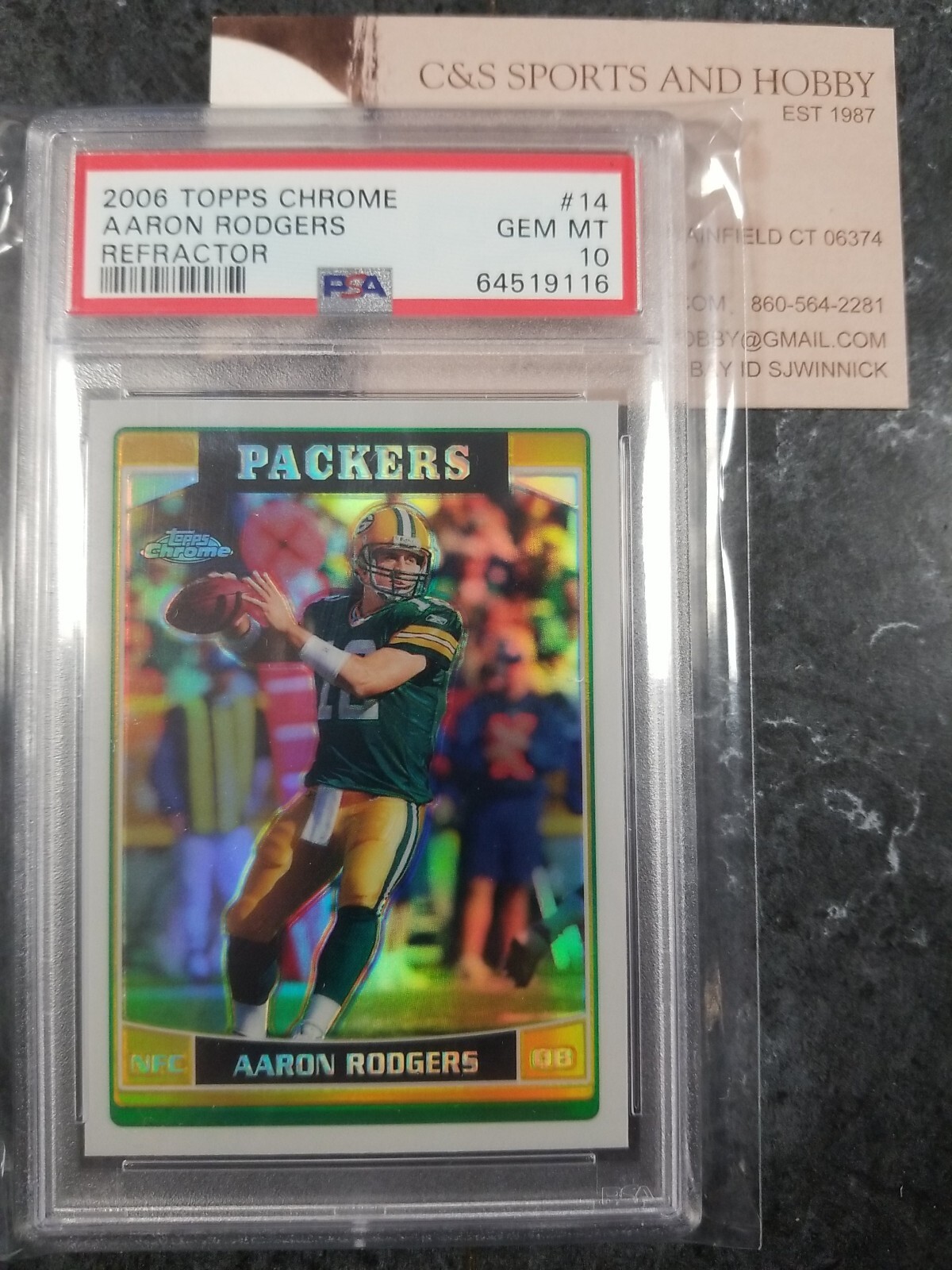 2006 Topps Chrome Aaron Rodgers Refractor 2nd year #14 PSA 10 Packers ...