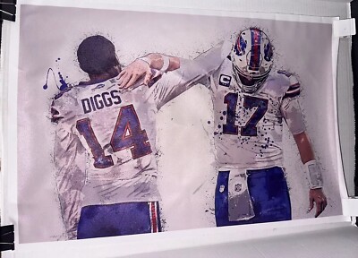 Josh Allen,Stefon Diggs Poster Wall Art Canvas Bedroom UNFRAMED 12x18 ...