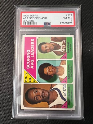 1975 Topps Basketball #221 ABA Scoring Avg. Leaders w/ Julius Erving ...