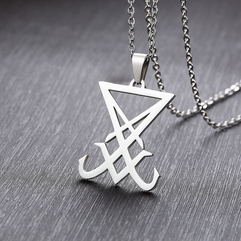 Sigil of Lucifer Pendant Men Necklace Satanic Church Amulet Stainless ...