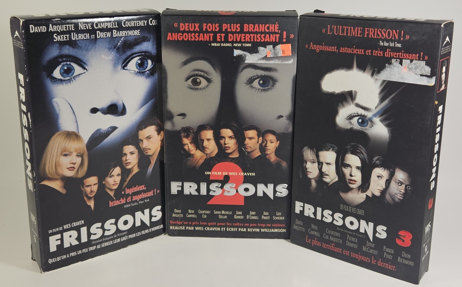 Frissons "Scream" Trilogy 1, 2, 3 Wes Craven Film FRENCH VHS Tape Lot ...